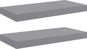Plovoucí nástěnné police 2 ks šedé 50 x 23,5 x 3,8 cm MDF 323851