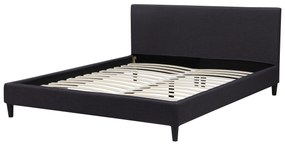 Černá čalouněná postel s LED osvětlením 160 x 200 cm FITOU Beliani