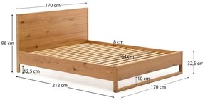 Dvoulůžková postel z dubového dřeva s roštem 160x200 cm v přírodní barvě Alguema – Kave Home
