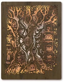 Li-Go "Pohádkový strom" světelný obraz 230V 72x93cm provedení povrchu: dub světlý