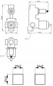 Invena Trend, podomítková sprchová sada s ruční a hlavovou dešťovou sprchou 25x25cm, INV-BS-02-0K4-V