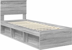 Rám postele s čelo Šedá Sonoma 75 x 190 cm Masivní borové dřevo 3410668