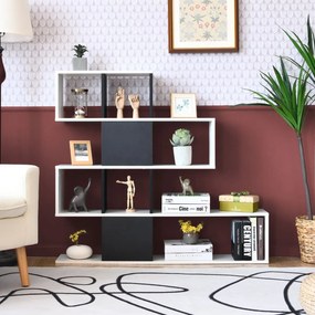 Costway Moderní 5patrový žebříkový styl dřevěný dělicí příčka na knihy Černo