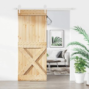 Posuvné dveře s kováním 85 x 210 cm masivní borové dřevo,  3203225