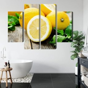 Vícedílný obraz Citron S Mátou Nedostatek Nedostatek Přírodní plátno 200x150