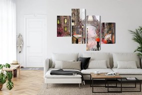 Vícedílný obraz Pohled Na Ulici Paříže Jako Malované Nedostatek Nedostatek Plátno Canvas 160x100