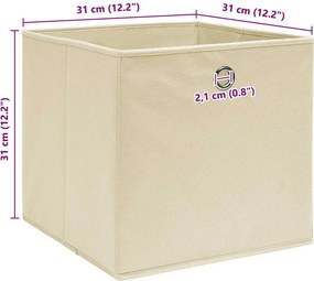 Úložné boxy 10 ks krémové 32 x 32 x 32 cm textil 288359