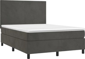 Box spring postel s matrací tmavě šedá 140x200 cm samet 3142906