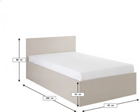Postel SOFIA 90 x 200 cm, kašmírově béžová Rošt: S lamelovým roštem, Matrace: Bez matrace