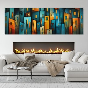 Obraz na plátně - Noční městečko Erimen, abstrakce FeelHappy.cz Velikost obrazu: 150 x 50 cm