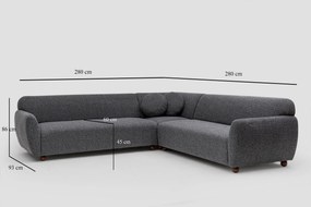 Hanah Home Rohová pohovka EDDY tmavě šedá 280 cm