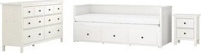 HEMNES Nábytek do ložnice, sada 3 kusů, bílé mořidlo, 80x200 cm