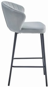 Set dvou barových židlí GATTA sametové stříbrné (černé nohy) 2 ks