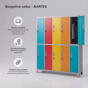 Skříň OBP oděvní 10-dveřová šedo-vícebarevná: BARTEK 1360 x 1720 x 450 mm