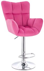 LuxuryForm DESIGN Barové křeslo AURORA VELUR na stříbrném talíři - tmavě růžové