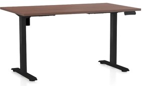 Výškově nastavitelný stůl OfficeTech B, 120 x 80 cm, černá podnož, ořech