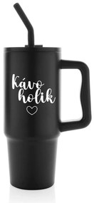 KÁVOHOLIK - černý cestovní termohrnek 900 ml