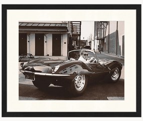 Ručně vyrobená zarámovaná fotografie Steve McQueen in His Jaguar