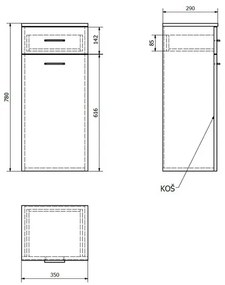 EBS K-Plus Skříňka spodní 35x88 cm, s košem na prádlo, bílá S_PLUSN35K