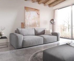 Velká pohovka Lanzo XL 270x125 cm mikrovlákno šedá s podnožkou