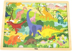Dřevěné puzzle 48 dílků Viga Dinosauři