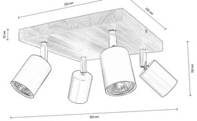 Spot-Light DO2910456 - Stropní bodové svítidlo MANARA 4xGU10/5W/230V borovice