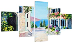 Obraz - Řecká ulička, olejomalba (125x70 cm)