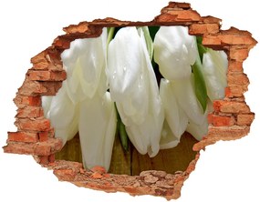 Wallmuralia Samolepící nálepka fototapeta Bílé tulipány 90x70 cm