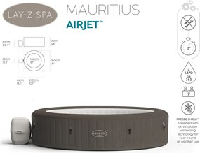 Bestway Vířivka Lay-Z-Spa Mauritius pro 5-7 osob, WiFi aplikace, hydromasáž, 60067 J-60067