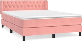 Box spring postel s matrací růžová 140x190 cm samet 3127672