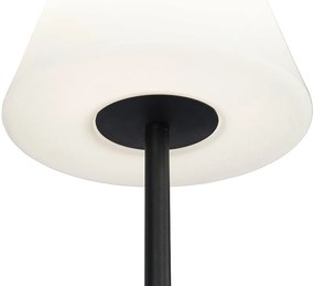 Venkovní stojací lampa černá s bílým stínítkem IP65 25 cm - Virginia