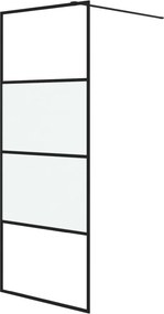 Sprchová zástěna walk-in černá 80x195 cm napůl mléčné ESG sklo 152125
