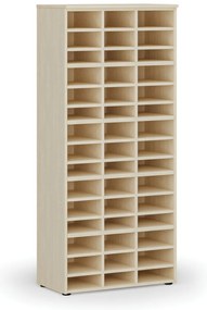 Třídicí regál PRIMO WOOD, 800 x 420 x 1781 mm, 45 přihrádek, bříza