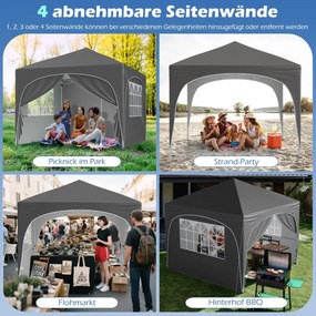 Costway Pavilon s 4 odnímatelnými bočními stěnami zahradní stan vč. – 3 × 3 M