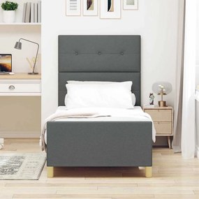 Rám postele s čelo Tmavě šedá 90 x 200 cm textil 3344698