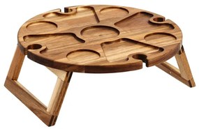 Holm Rozkládací pikikový stolek z akáciového dřeva 37,5x37,5x13,6 cm