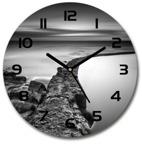 Wallmuralia Skleněné hodiny kulaté Kamenná pláž fi 30 cm