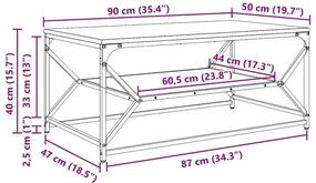 Konferenční stolek, kov, dřevo, černá, dub sonoma, NoBi AMIAS