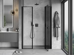Mexen, Mexen Mist L Otočné pravé sprchové dveře 150 cm, černý rám - 8A4L-150-001-70-70-P