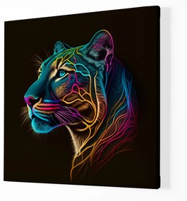 Obraz na plátně - Barevná puma Zlatá Záře FeelHappy.cz Velikost obrazu: 100 x 100 cm