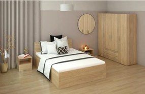 Postel 140x200 s kovovým roštem a úložným prostorem, dub sonoma, DOLI Kondela 0000398692