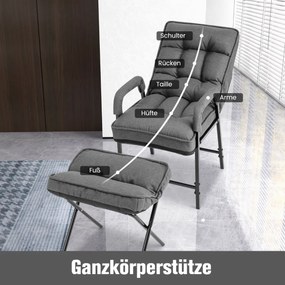 Costway Židle Accent + osmanská z lněné látky s nastavitelným opěradlem
