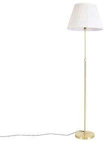 Stojací lampa zlatá/mosazná s plisovaným stínítkem krémové barvy 45 cm - Parte