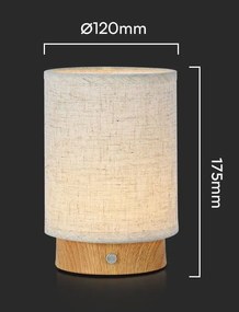 Béžová LED stolní nabíjecí lampa s dřevěným dekorem 175mm 3W  - LED Solution