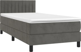 Box spring postel s matrací tmavě šedá 90x190 cm samet 3141396