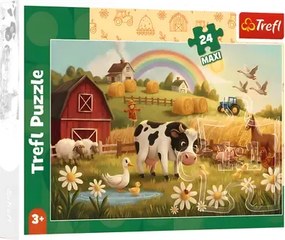 TREFL Puzzle Kravička na farmě MAXI / 24 dílků / 60 x 40 cm