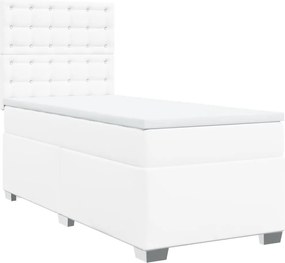 Box spring postel s matrací bílá 90x200 cm umělá kůže 3290705