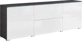XXXLutz NÍZKÁ KOMODA, antracitová, vysoce lesklá bílá, 180/61,8/34,5 cm P & B - Online Only TV příslušenství - 002778000214