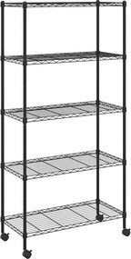 Úložný regál 5 polic 75 x 35 x 155 cm s kolečky černý 250 kg 324630