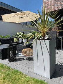 Hranatý květináč BLOCK, sklolaminát, výška 80 cm, beton design